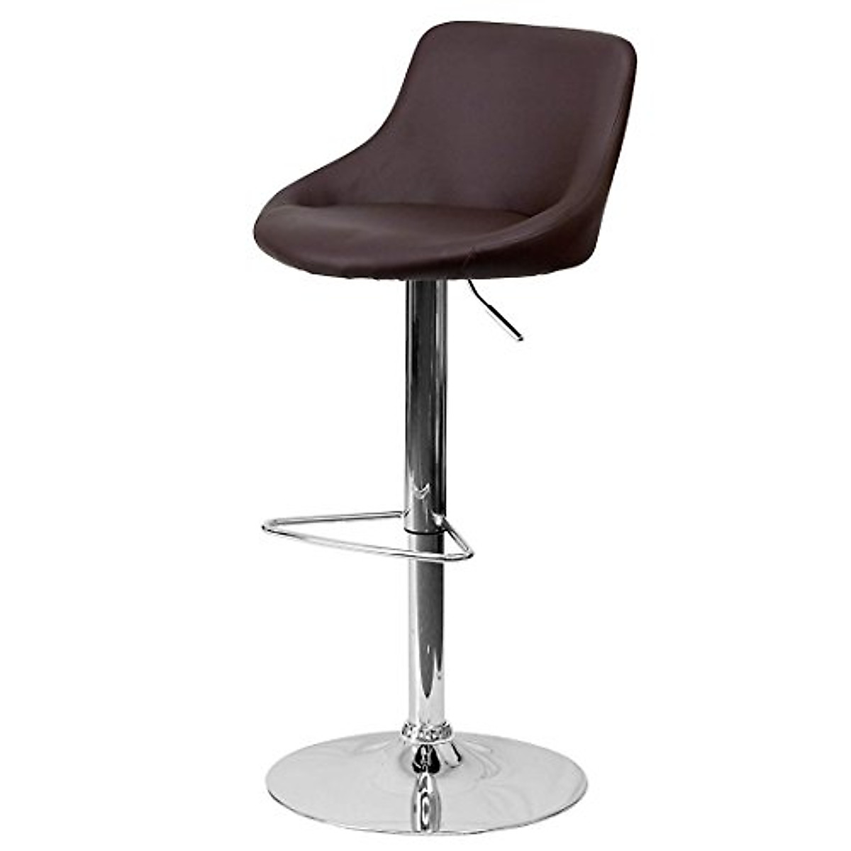 Modern Design Bar Stool Bucket Seat Design Hydraulic Adjustable Height 360-Degree Swivel Seat Sturdy Steel Frame Chrome Base Dining Chair Bar Pub Stool Home Office Furniture - Set of 2 Brown #1985