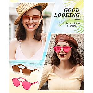 12 Pack Colored Glasses Round Rimless Sunglasses Transparent Candy Colored Sunglasses Tinted Eyewear Cool Sunglasses (Multi Color)