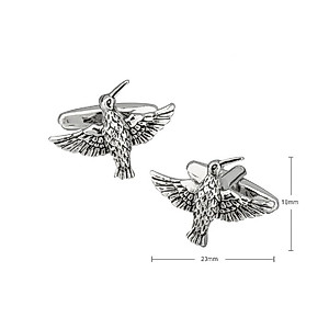 MRCUFF Hummingbird Bird Flying Pair Cufflinks in a Presentation Gift Box & Polishing Cloth