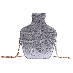 Lanpet Women Sequins Cross Body Bag Bottle Shaped Evening Chain Strap Shoulder Bag