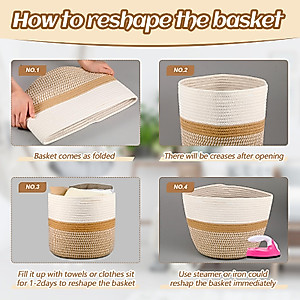 Thyle 9 Pcs Woven Cotton Rope Basket Bulk Storage Cubes Baskets Bins with Handles 10.2 x 10.2 x 10.2'' Round Organizer Bins Cute Toy Basket for Cube Storage Organizer Shelves Clothes Towels