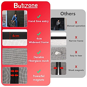Garage Door Screen for 2 Car Garage Doors, Butizone 16x7FT Reinforced Fiberglass Magnetic Single Garage Screen Door with High Energy Magnets, Hands Free and Easy Assembly