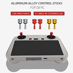 Anbee Mini 3 Pro Drone CNC Aluminum Controller Stick Replacement Joystick Thumb Rocker Compatible with DJI Mini 3 Pro Drone and DJI RC Smart Controller (Red)