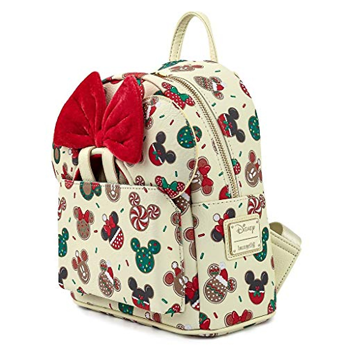 Loungefly Disney Christmas Mickey and Minnie Cookie Adult Womens Double Strap Shoulder Bag Purse with Ears Headband