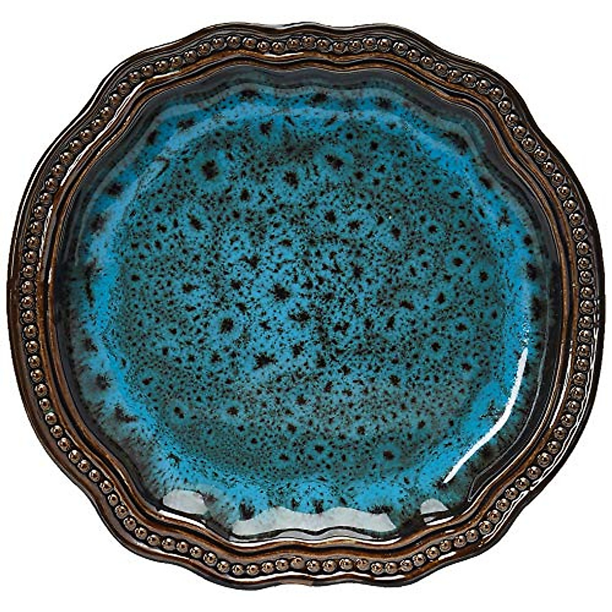 Elama Stoneware Round Oval Dinnerware Dish Set, Ocean Blue