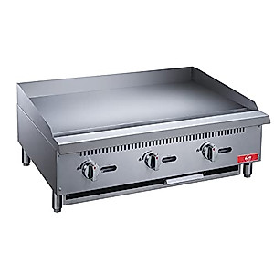 Commercial Griddle,Elite Kitchen Supply Countertop 36" Flat Top Grill Natural Gas (NG) / Propane Countertop Griddle with 3 Burners - 90000 BTU