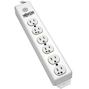 Tripp Lite 6 Outlet Medical-Grade Power Strip, UL1363 NOT for Patient-Care Vicinity, 6ft Cord w/ 5-15P-HG Plug (PS-606-HG) White