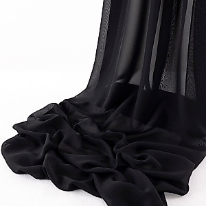Black 5 Yards 60" Wide Sheer Fabric Halloween Chiffon Fabric by The Yard Continuous Solid Color Draping Fabric for Wedding Party Backdrop