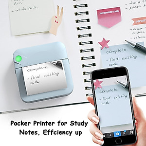 Pocket Mini Printer - BAISHUN Portable Wireless Bluetooth Thermal Photo for iOS Android Mobile Phone, Inkless Printing Gift Study Notes Label Receipt, 6 Rolls Paper,