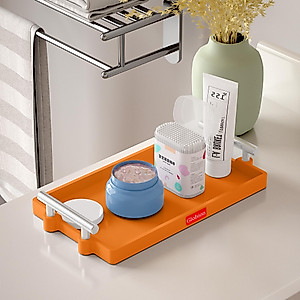 Silicone Bathroom Tray Countertop, Kitchen Tray for Counter, Perfume Key Trinket Ring Tray, Decor Soap Dispenser Countertop Tray for Kitchen Sink Organizer Tray, Toilet Tank Tray for Bathroom