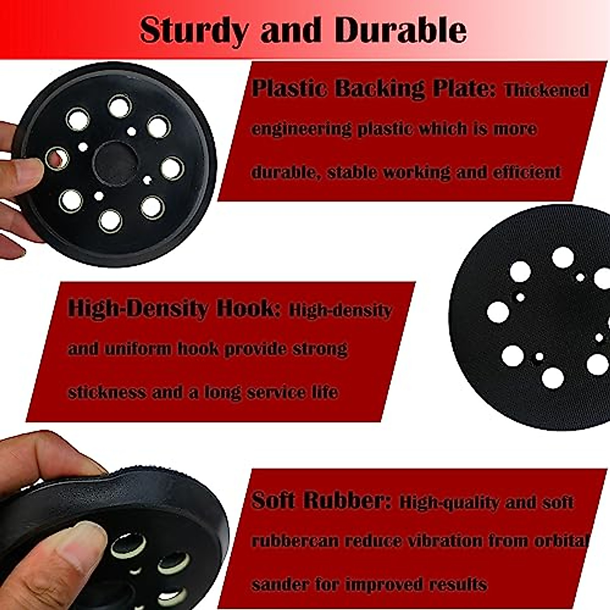 5-Inch 8-Hole Replacement Sander Pad for Milwaukee Sander, 5" Hook & Loop Sanding Pad for Milwaukee 6021-21 & 6034-21, 2648-20, 2648-21 Random Orbit Sander -1 Pack