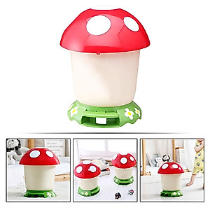 Zerodeko Step On Plastic Trash Can Mushroom Waste Organizer Decorative Cute Wastepaper Basket Foot Pedal Bathroom Garbage Container Kitchen Rubbish Bin