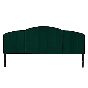 Ball&Cast Bed Headboard Velvet Upholsted Curved Top Design Full/Queen/King Size 3 in 1,Heights from 37 to 49 inch Adjustable Emerald Green Set of 1