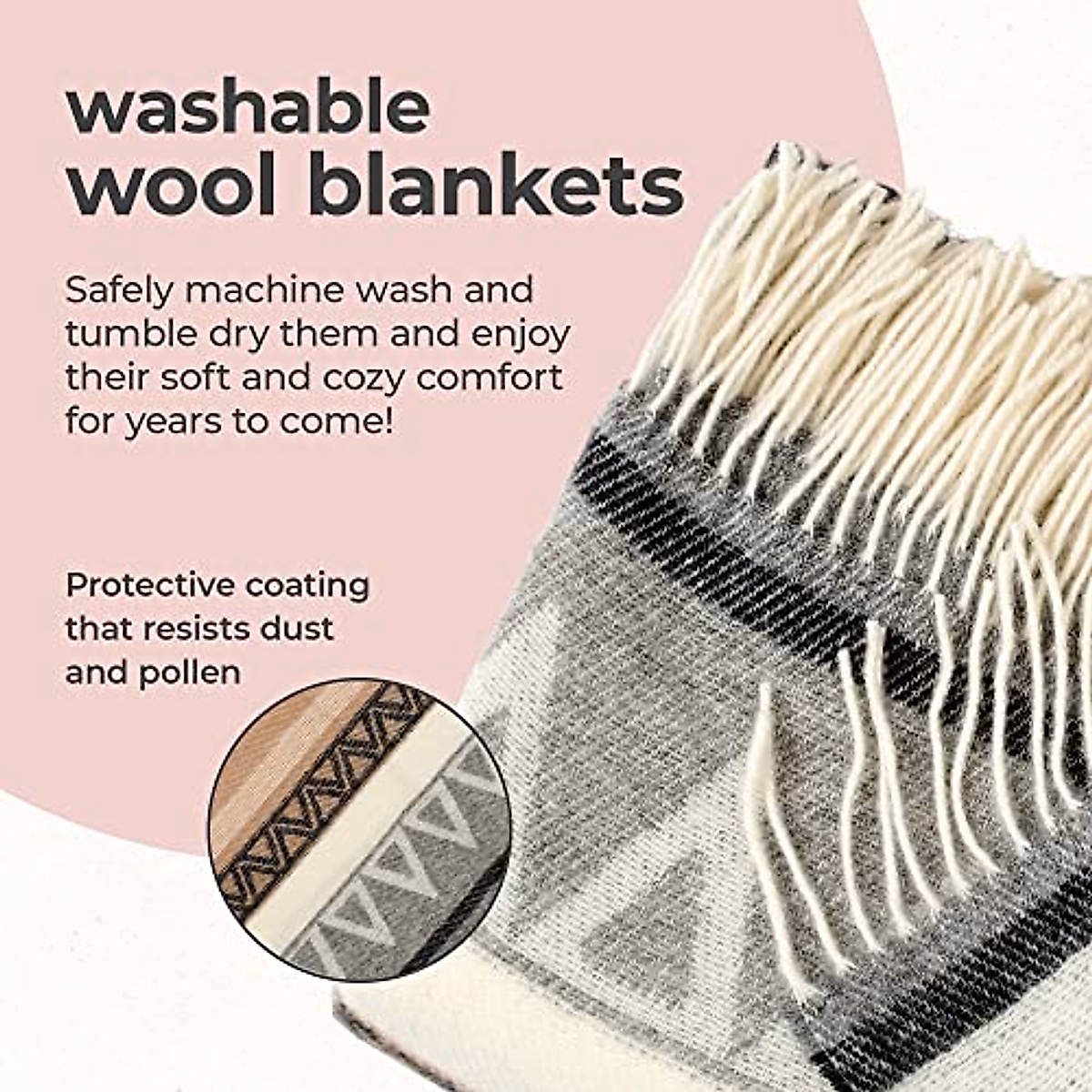Cozy Blankets Wool Blanket | 100% Wool from New Zealand | Perfect as a Throw Blanket / Sofa Blanket | Virgin Wool Blanket with Fringes in Stripes Designs (140 x 200 cm)