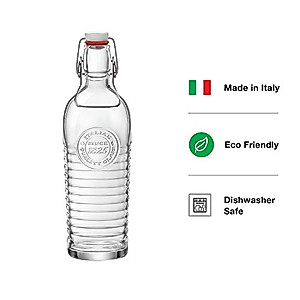 Bormioli Rocco Officina Water Bottle | 37.25 oz, Italian Glass Pitcher | Airtight Seal & Metal Clamp | Easy To Carry Handle, Dishwasher Safe & Eco-Friendly | Safe For Infused & Carbonated Drinks