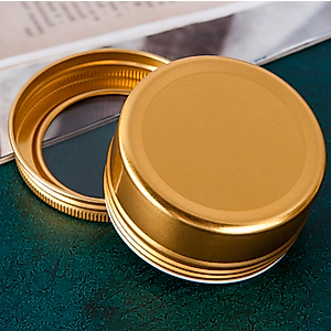 Healthcom 15 Pack 3 Oz Clear Window Round Aluminum Tin Cans Screw Top Metal Lid Aluminum Tin Jar Empty Lip Balm Tin Cans Cosmetic Storage Jars for Spices Candles Candies Gifts Arts Crafts,90ml(Gold)