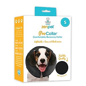 ZenPet Protective Inflatable Recovery Collar for Dogs and Cats - Soft Pet Collar Does Not Block Vision E-Collar - Designed to Prevent Pets from Touching Stitches, Wounds and Rashes (Small)