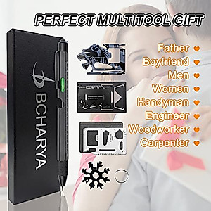 BCHARYA 5 Piece Multitool Set, 9-In-1 Multitool Pen, Wallet Multi-Tool, Cool Gadgets Stocking Stuffers Gifts for Men, Portable Pocket Tools for Outdoors, Home Improvement