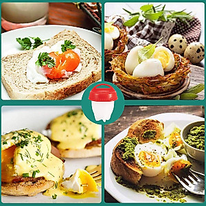 Silicone Egg Cooker, Hard Boiled Egg Maker 6 Pieces Silicone Egg Poachers, Boiled Egg Cooker without Shell, BPA Free Non-Stick Egg Poacher, Fast Poaching Egg Cooker for Hard Boiled Eggs