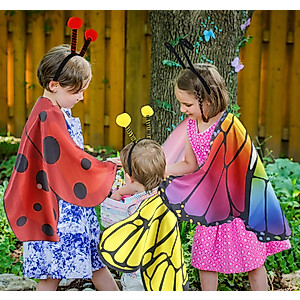 Creatoy Kids Butterfly-Wings-Costume Toddler Lady-Bug Bumble-bee Costume for Boys Girls Dress Up Clothes for Play Bug Insect Birthday Party Supplies Halloween Favors