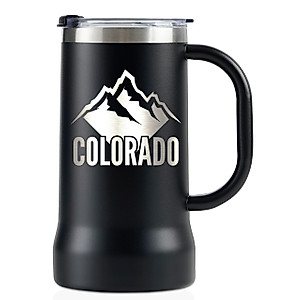 Onebttl Colorado Gifts for Men Women, Colorado Themed Souvenirs Travel Homesick Gift, Stainless Steel Beer Stein Tumbler, 24oz Beer Mug with Lid
