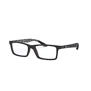 Ray-Ban RX8901 Rectangular Prescription Eyeglass Frames, Demi Gloss Black/Demo Lens, 53 mm