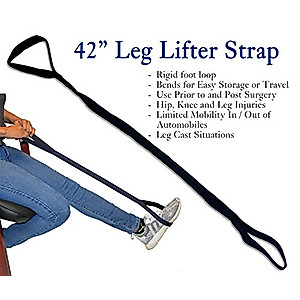 RMS Premium 7-Piece Hip Knee Replacement Kit with Leg Lifter, 19 and 32 inch Rotating Reacher Grabber, Long Handle Shoe Horn, Sock Aid, Dressing Stick, Bath Sponge - for Knee or Back Surgery Recovery