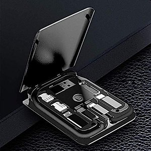 Urban Survival Card Data Cable, Multi-Type Charging Cable Convertor, Multi-Function Wireless Charger Adapter, Built-in Card Reader, Can Use as Phone Holder, Flash Light (Wireless Charger)