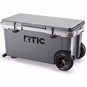 RTIC 72 Quart Ultra-Light Wheeled Cooler Hard Insulated Portable Ice Chest Box for Beach, Drink, Beverage, Camping, Picnic, Fishing, Boat, BBQ, 30% Lighter Than Rotomolded Coolers, Dark & Cool Grey