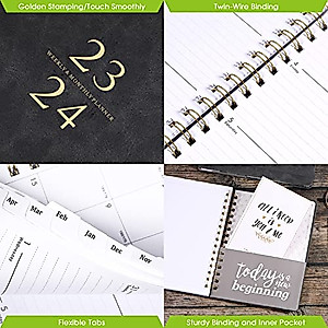 Planner 2023-2024 - Weekly & Monthly 2023-2024 Planner with 12 Monthly Tabs, July 2023 - June 2024, 6.3" x 8.4", Flexible Hardcover, Thick Paper, Inner Pocket - Grey