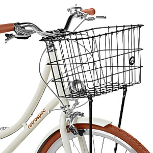 Retrospec Apollo X Steel Large Front Bike Basket - Fixed Struts, Weather-Resistant Steel, Reinforced Handlebar Clamps, and Adjustable Legs