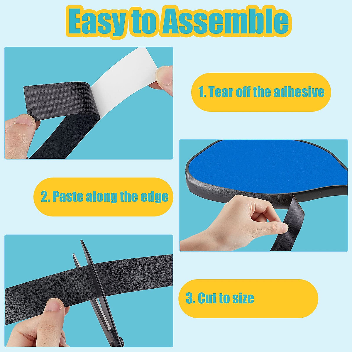 Juexica 4 Pcs Edge Ball Tape Ball Paddle Edge Tape Ball Racquet Guard Protection Tape Ball Paddle Side Tape for Paddles (Black)