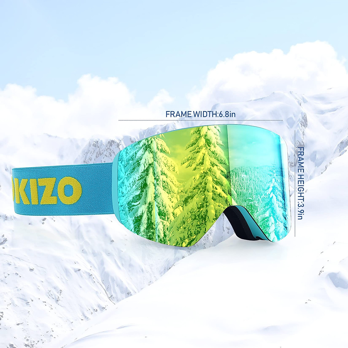 Dizokizo Ski Goggles Anti Fog 100% UV Protection Dual Detachable Lens Snowboard Goggles for Men Women Youth REVO Gold