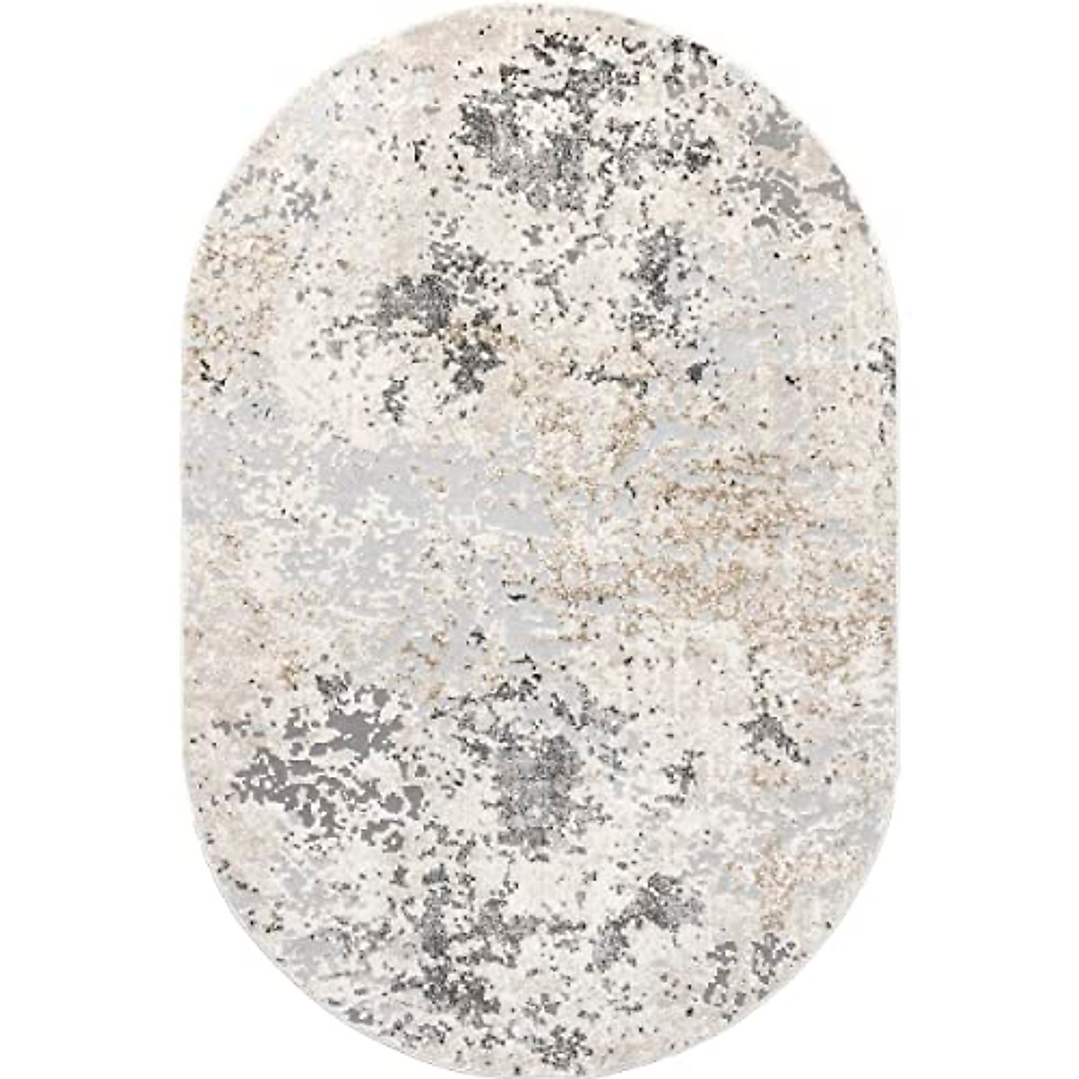 nuLOOM Abstract Contemporary Motto Area Rug, 5' x 8' Oval, Beige
