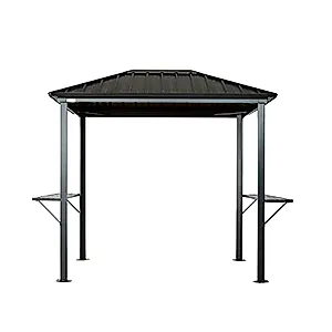 Sojag 6' x 8' Outdoor Dakota Hardtop Grill Gazebo Backyard Shade and Grilling Structure, Charcoal