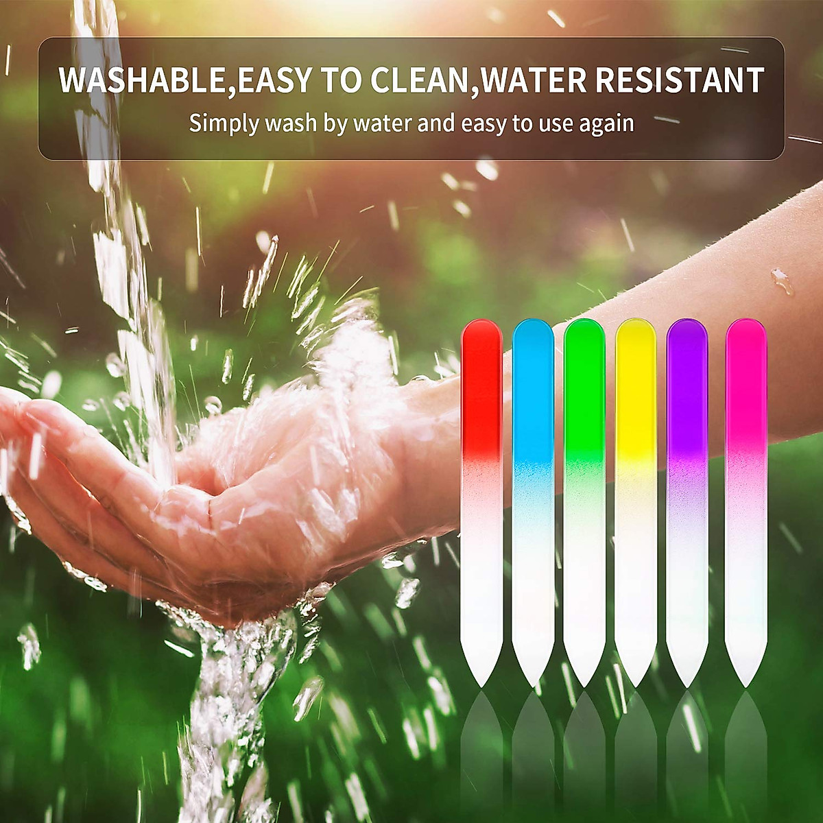 Honoson 24 Pcs Crystal Glass Nail Files Czech Glass Fingernail Files Professional Manicure Tool for Natural Nails, Gradient Rainbow Color Buffer Nail Care for Salon Gift, 9 x 1 x 0.3 cm(Classic Color)