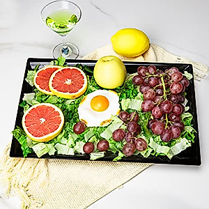 Supernal 12 pack Black Plastic Serving Trays, 15"x10" PlasticTrays, Plastic Fast Food tray, Heavy duty Platters, Disposable Serving Party Platters Black，Party Serving Trays