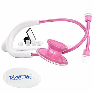 MDF Acoustica Lightweight Stethoscope for Doctors, Nurses, Students + MDF Stethoscope Hard Travel Carrying Case, Medium