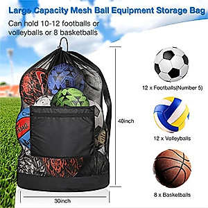 Extra Large Ball Bag, Mesh Soccer Ball Bag, Adjustable Shoulder and Portable Strap Design fit Coach,Adults and Kids, Best for Soccer Ball, Basketball, Volleyball, Baseball, Water Sports, Beach Cloth
