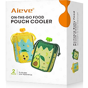 Aieve On-the-go Food Pouch Cooler, 2 Pack Insulated Cooler Holder for Baby Food Pouch, Freezing Food Pouch for 3+ Hours