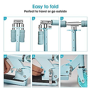 Scooters for Kids Ages 4-10，Folding Kick Scooter with 2 LED Light Up Wheels for Girls Boys Child Toddler，3 Adjustable Handle Height