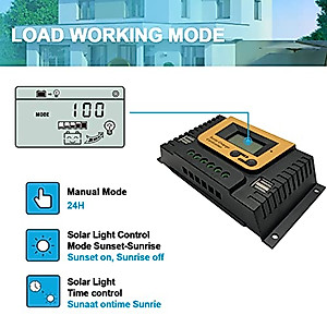 SOGTICPS 40A Charge Controller, PWM Solar Intelligent Controller Fit for Max 1920W Solar Power 12V 24V 36V 48V Lithium/AGM/Gel/Flooded Battery