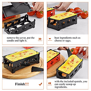 Mini Cheese Raclette, Portable Foldable Non-Stick Raclette Grill, Candlelight Cheese Melter Pan, with Spatula