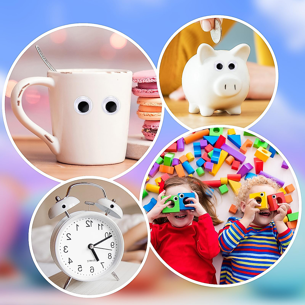 Stick on Googly Wiggle Eyes, 750Pcs Assorted Size 4-18mm Self-Adhesive Craft Eyes Wobbly Eyes Stickers DIY Craft Doll Eyes Making Accessories for Halloween,Scrapbooking (4/5/6/8/10/12/15/18 mm)