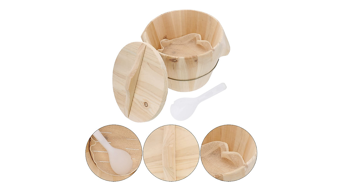 BESTonZON Handmade Wooden Rice Steamer Bucket for Easy Cooking