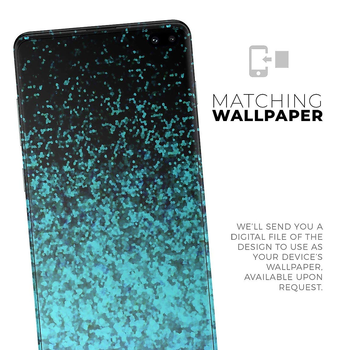 DesignSkinz Black and Turquoise Unfocused Sparkle Print Protective Vinyl Decal Wrap Skin Cover Compatible with The Samsung Galaxy S20 (Screen Trim & Back Glass Skin)