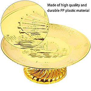 BESPORTBLE Golden Fruit Dish 2 Pcs Buddhist Offering Plates Sacrificial Fruit Tray Tribute Food Bowls Dish Religious Blessing Snack Tray Aromatherapy Tray for Altar Rituals Supplies Offering Bowls
