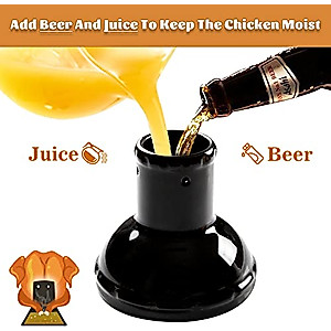 KAMaster Black Ceramic Chicken Holder for Grill,Beer Can Chicken Throne for Smokers Big Green Egg Parts Non-Stick Steamer Chicken Roaster Rack Vertical Chicken Stand for Kamado BBQ Accessories