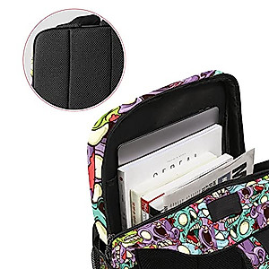 LORVIES Cartoon Zombie Heads School Bag for Student Bookbag Women Travel Backpack Casual Daypack Travel Hiking Camping