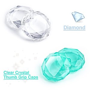 DLseego Diamond 3D Thumb Grips Caps Design for Switch & Switch Lite & Switch OLED Joy Con Crystal Clear Console Joystick Cover 4PCS - Clear and Green